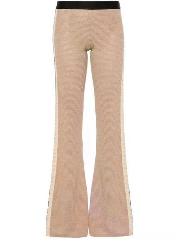 Palm Angels Logo-tape Knitted Flared Trousers - Neutrals
