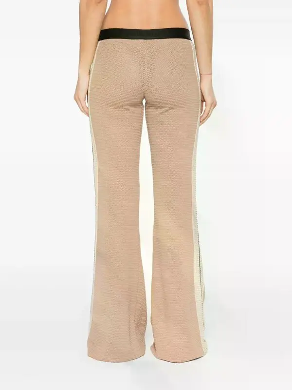 Palm Angels Logo-tape Knitted Flared Trousers - Neutrals