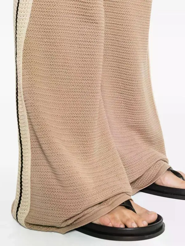 Palm Angels Logo-tape Knitted Flared Trousers - Neutrals