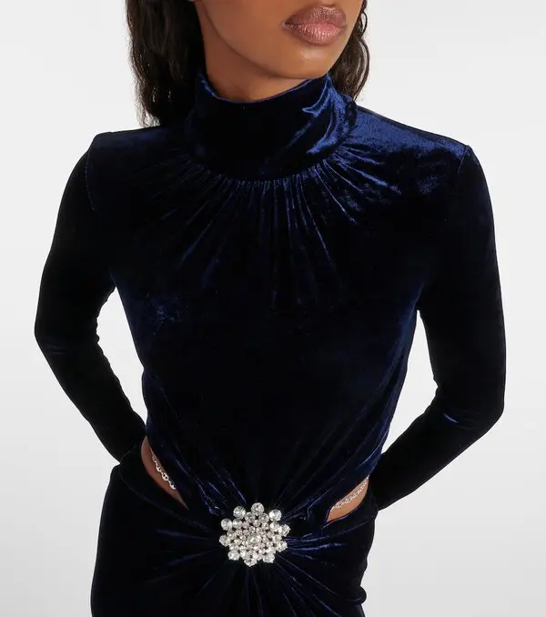 Rabanne Crystal-embellished Velvet Maxi Dress - Blue