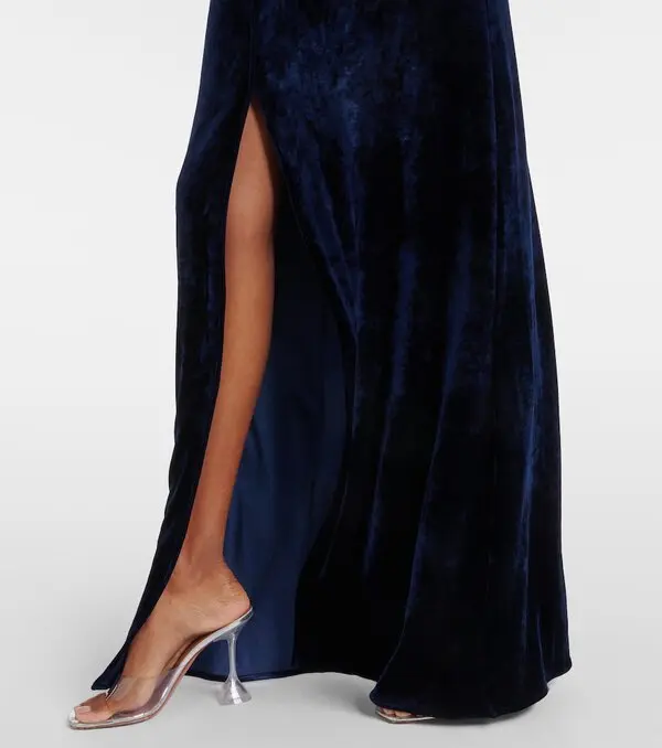 Rabanne Crystal-embellished Velvet Maxi Dress - Blue