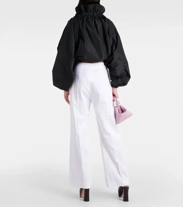 PATOU High-rise Cotton Wide-leg Trousers - White