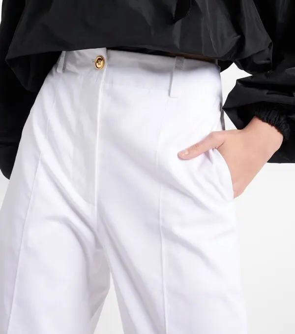 PATOU High-rise Cotton Wide-leg Trousers - White