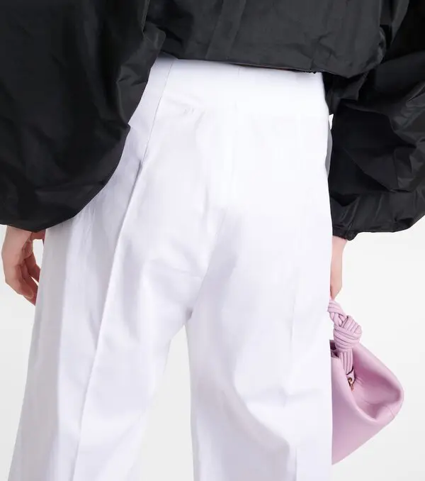 PATOU High-rise Cotton Wide-leg Trousers - White