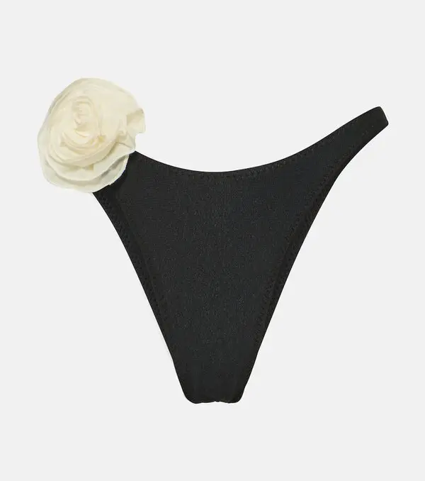 SAME 90s Floral Appliqué Bikini Bottom - Black
