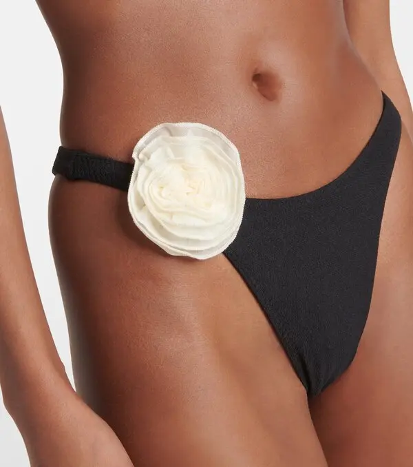 SAME 90s Floral Appliqué Bikini Bottom - Black