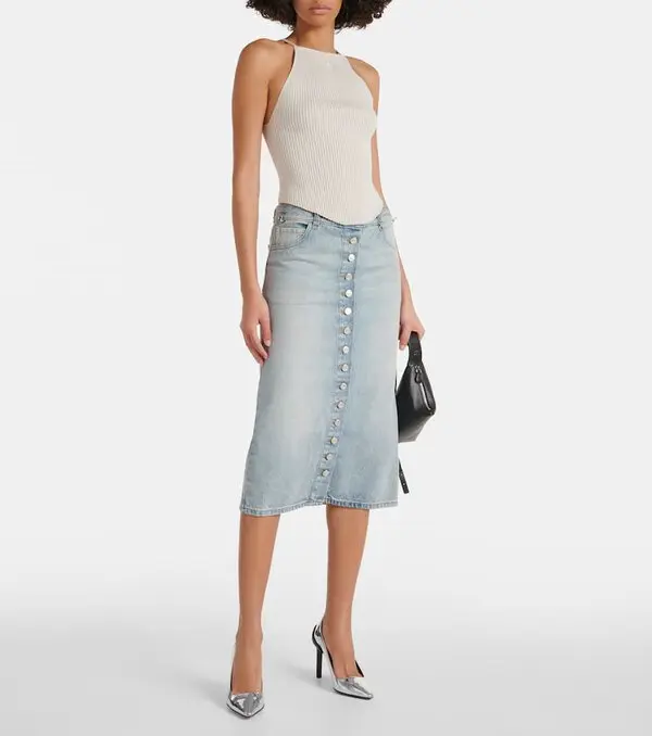 COURREGES Courrèges Multiflex Denim Midi Skirt