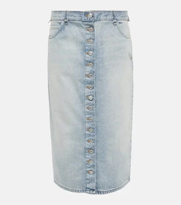 COURREGES Courrèges Multiflex Denim Midi Skirt - Blue