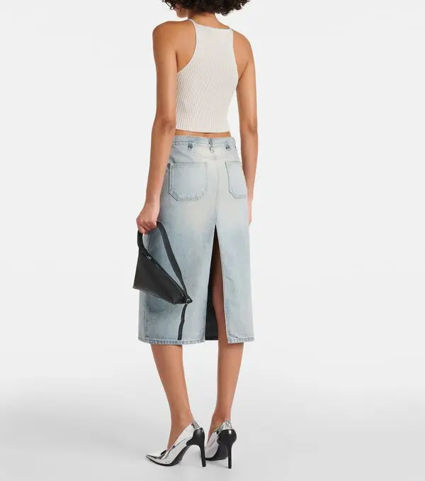 COURREGES Courrèges Multiflex Denim Midi Skirt