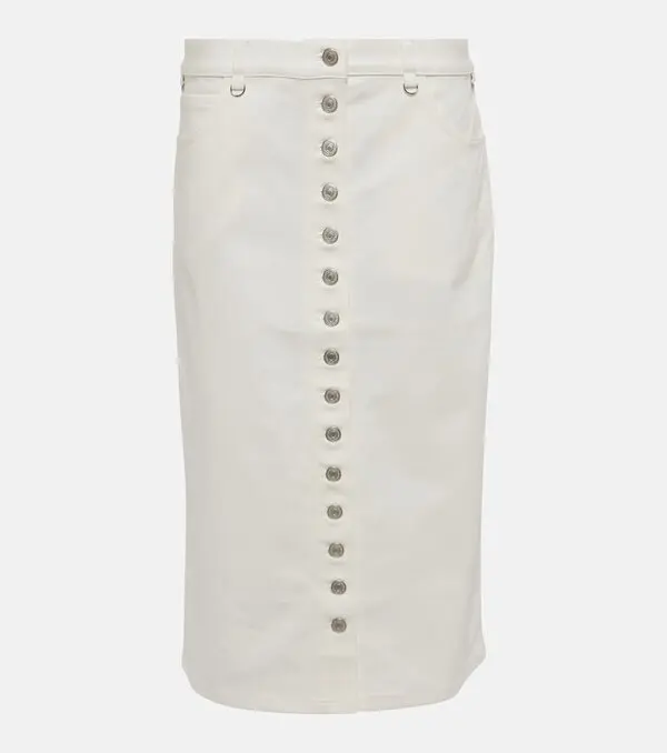 COURREGES Courrèges Multiflex Denim Midi Skirt - White