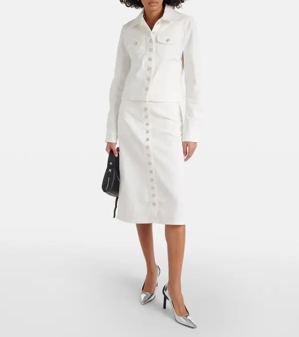COURREGES Courrèges Multiflex Denim Midi Skirt - White