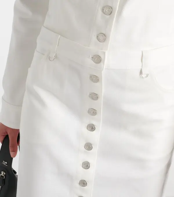 COURREGES Courrèges Multiflex Denim Midi Skirt - White