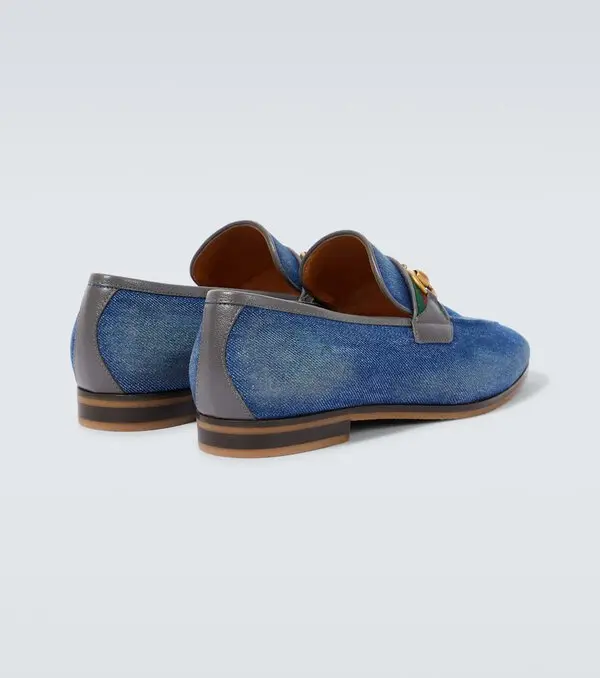 Gucci Men\'s Blue Denim Horsebit Loafers Gucci Men main image 3