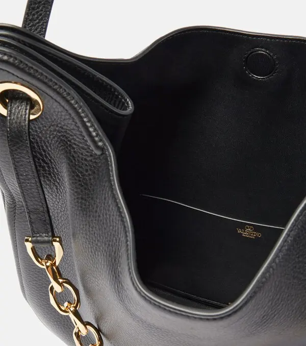Valentino Garavani Vlogo Moon Medium Leather Tote - Black