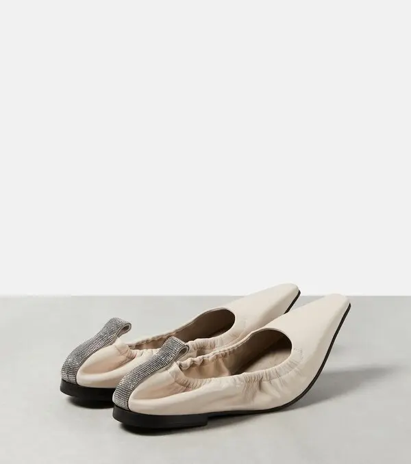 Brunello Cucinelli Leather Ballet Flats - Neutrals
