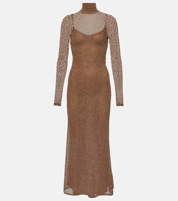 TOM FORD Open-knit Lurex® Maxi Dress - Brown