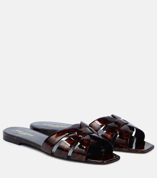 Saint Laurent Tribute 05 Leopard-print Leather Flats - Multicoloured