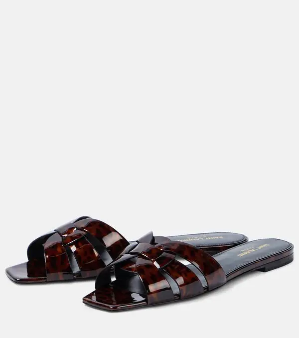 Saint Laurent Tribute 05 Leopard-print Leather Flats - Multicoloured
