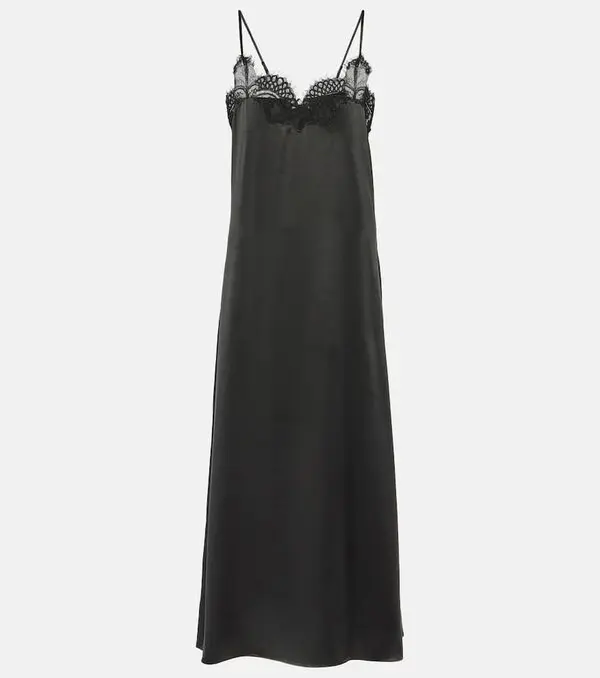 Co Lace-trimmed Silk Satin Slip Dress - Black