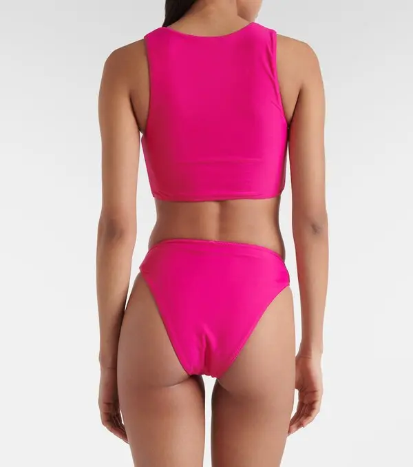 SAME Rose Floral-appliqué Bikini Top - Pink