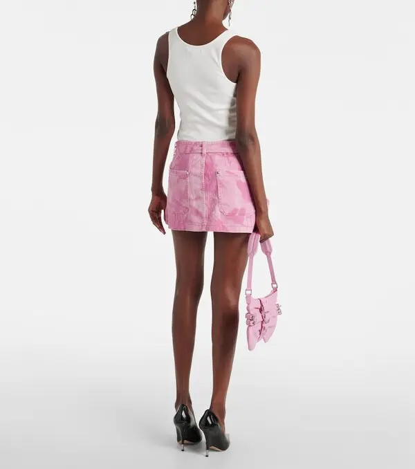 Blumarine Camouflage Denim Cargo Miniskirt
