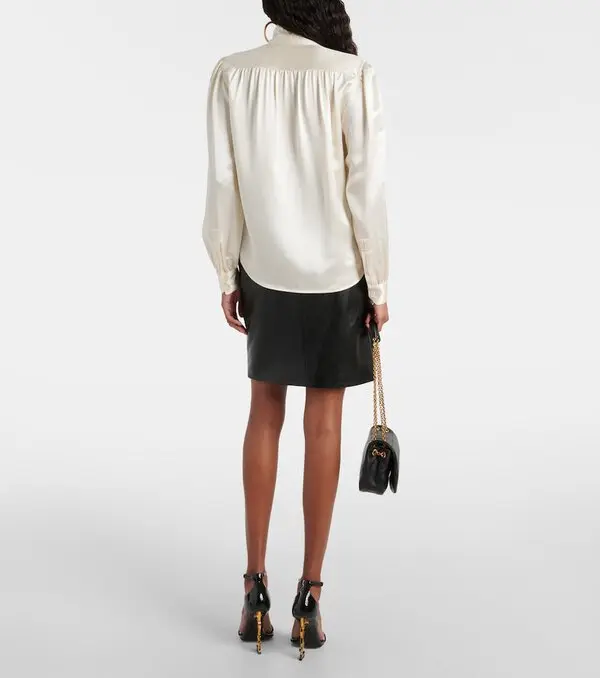 Saint Laurent Tie-neck Silk Blouse - White