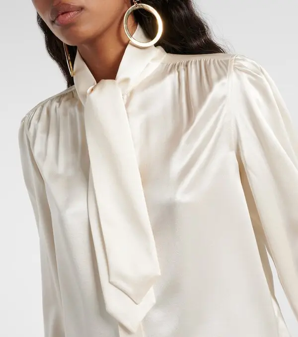 Saint Laurent Tie-neck Silk Blouse - White