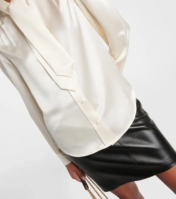 Saint Laurent Tie-neck Silk Blouse - White