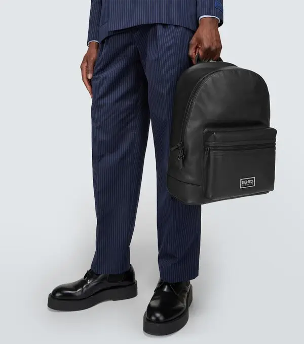 Kenzo Crest Leather Backpack In Black - 40% Off | Editorialist display picture 3