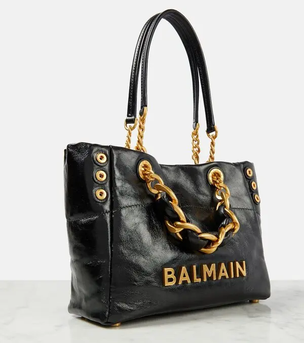 Balmain 1945 Soft Cabas Small Leather Tote Bag