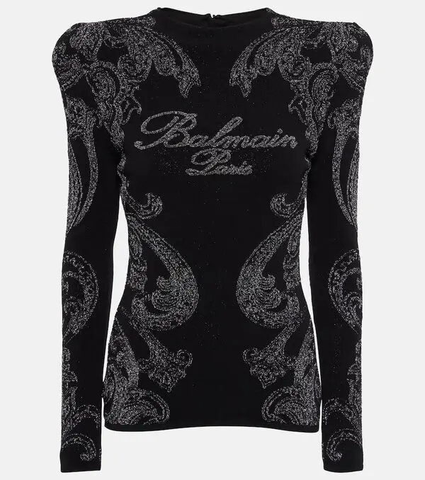 Balmain Logo Paisley Cotton-blend Top