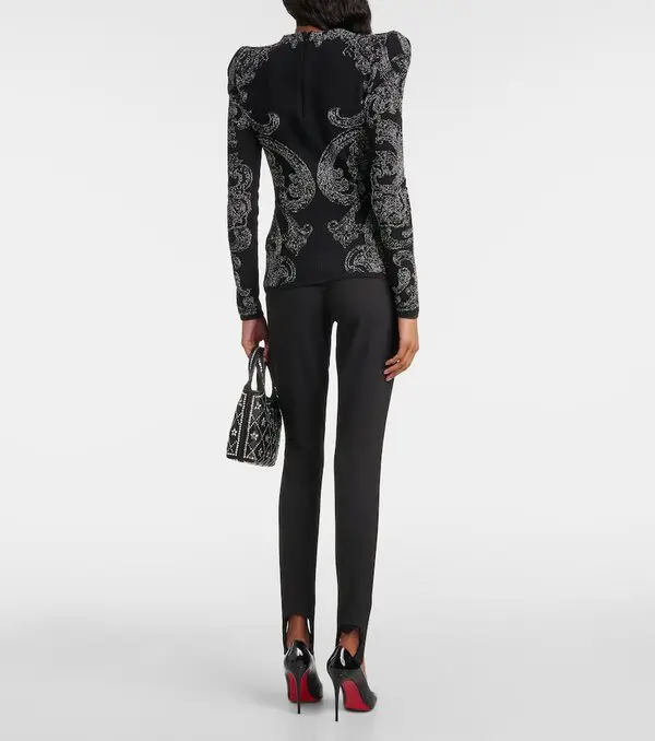 Balmain Logo Paisley Cotton-blend Top