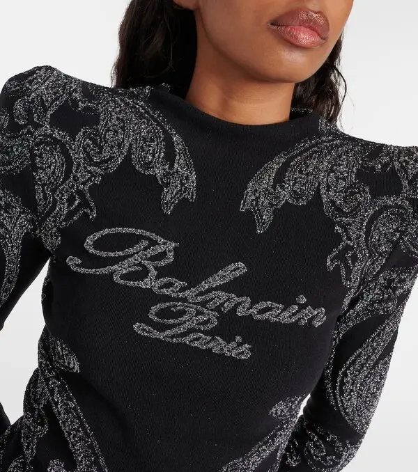 Balmain Logo Paisley Cotton-blend Top