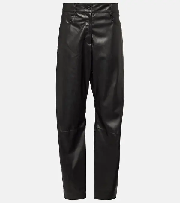 Stella McCartney High-rise Faux Leather Straight Trousers - Black