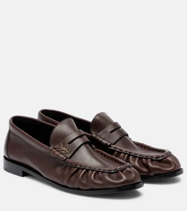 Saint Laurent Le Loafer Leather Penny Loafers - Brown