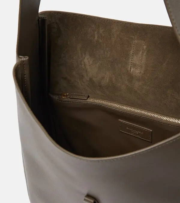 Saint Laurent Le 5 À 7 Large Leather Shoulder Bag - Grey