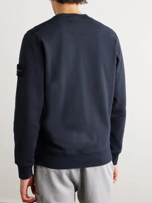 Stone Island Logo-appliquéd Garment-dyed Cotton-jersey Sweatshirt