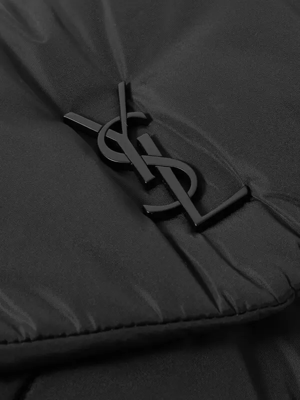Saint Laurent Cassandre Logo-appliquéd Padded Shell Pouch