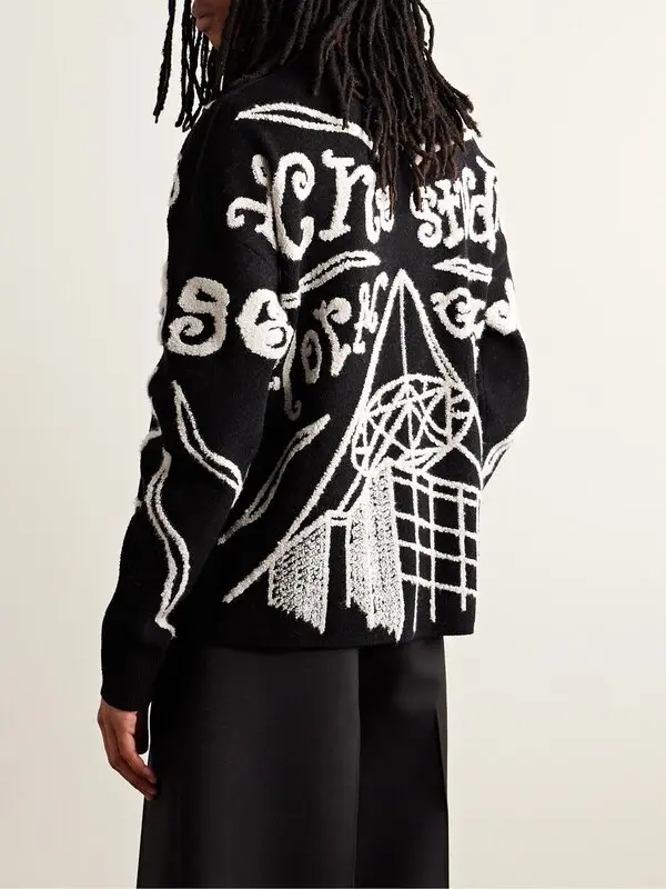 Acne Studios Kuis Antenne Jacquard-Knit Sweater In Black - 50% Off