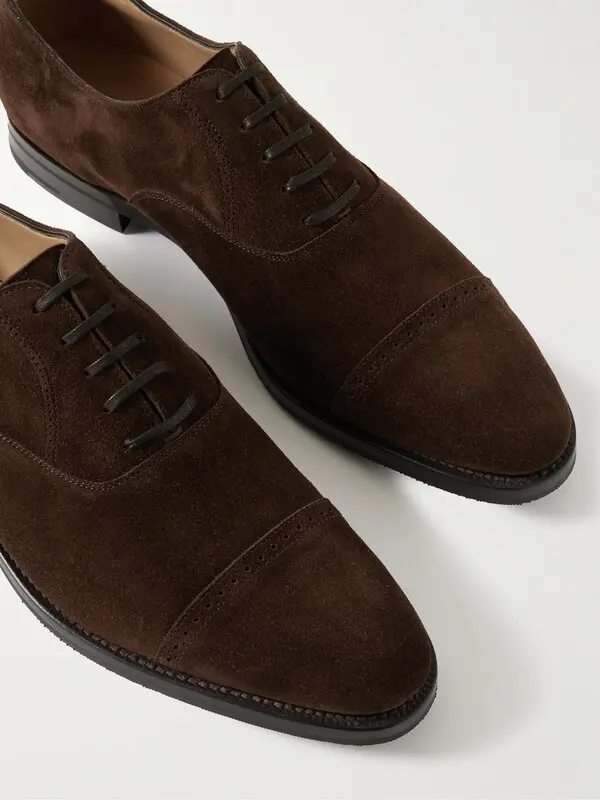 Mocassins John Lobb « Bristol » Cap Toe En Daim Marron - Taille US 10 / UK 9 - Neuf Avec Boîte