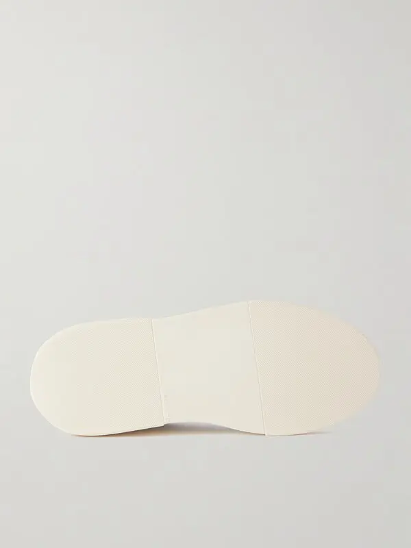 FERRAGAMO Suede-trimmed Perforated Leather Sneakers