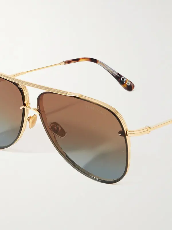 TOM FORD Leon Aviator-style -tone Sunglasses