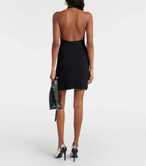 COURREGES Courrèges Ribbed-knit Halterneck Mini Dress - Black