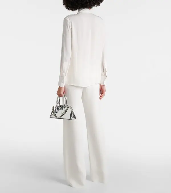Valentino Garavani Bow-tie Neck Silk Georgette Blouse - White