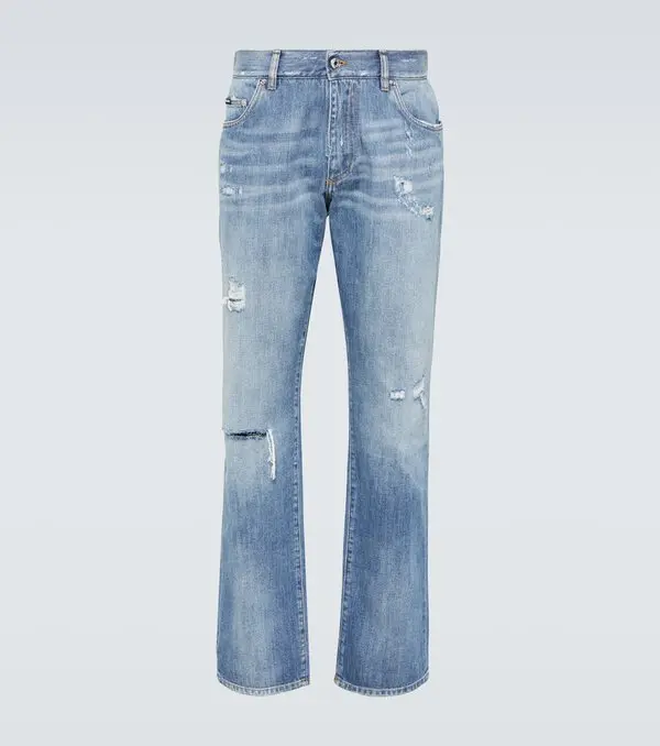 Dolce & Gabbana Distressed Straight Jeans - Blue