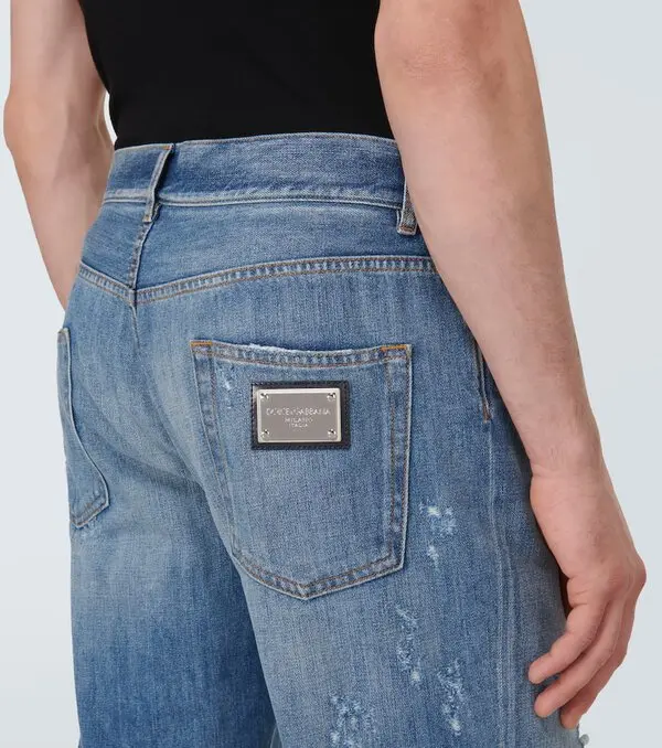 Dolce & Gabbana Distressed Straight Jeans - Blue