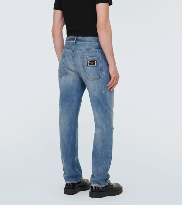 Dolce & Gabbana Distressed Straight Jeans - Blue