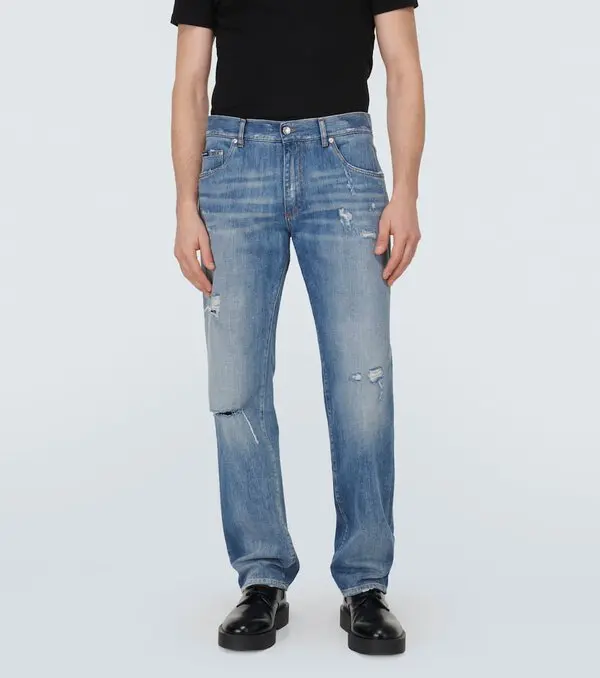 Dolce & Gabbana Distressed Straight Jeans - Blue
