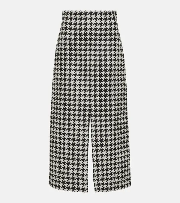 Burberry Houndstooth Twill Maxi Skirt