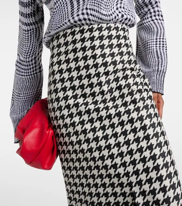 Burberry Houndstooth Twill Maxi Skirt
